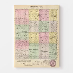 Labette County Map 1887, Vintage Labette County Map, Old Labette County ...
