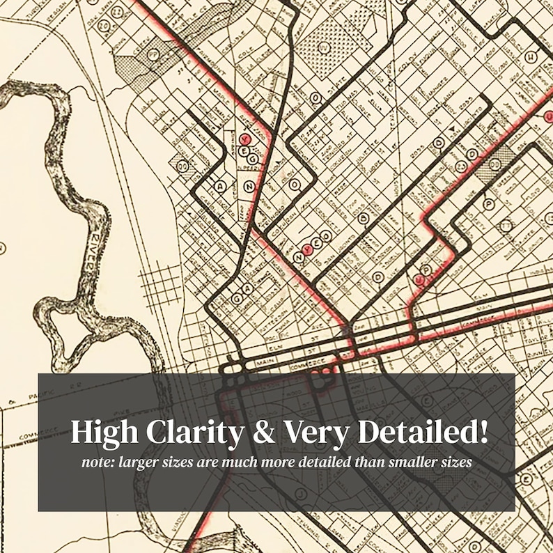 Dallas Map 1925 - Old Map of Dallas Texas Art Vintage Print Framed ...