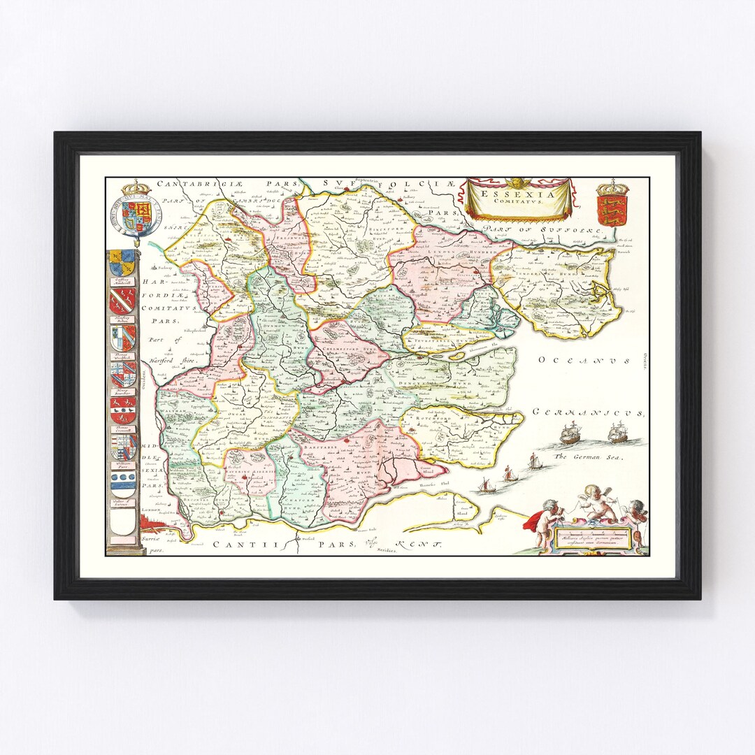 Essex Map 1665, Vintage Essex Map, Old Essex Art, Wall Art Gift for ...