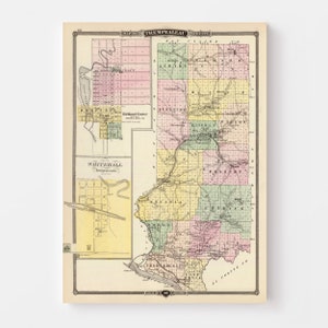 Trempealeau County WI Map 1878 Old Map of Whitehall Wisconsin Art ...