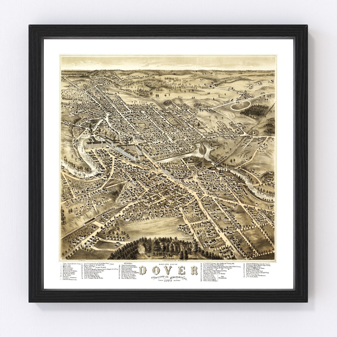 Dover Map 1877 - Old Map of Dover New Hampshire Art Vintage Print ...