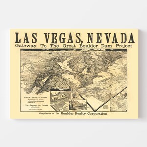 Las Vegas Map 1932, Vintage Las Vegas Map, Old Las Vegas Nevada Art ...