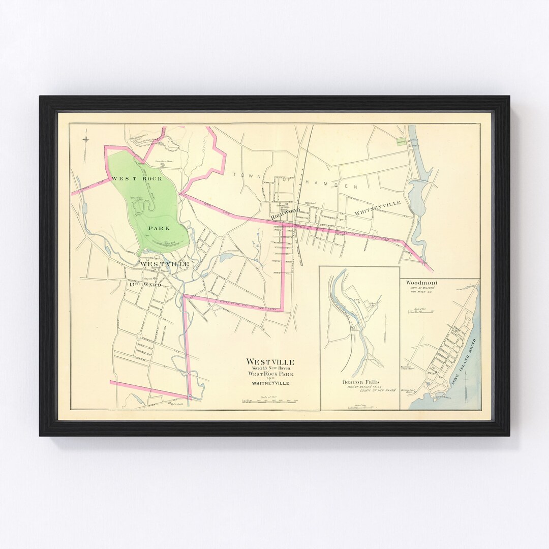 Westville Map 1893, Vintage Westville Map, Old Westville Connecticut ...