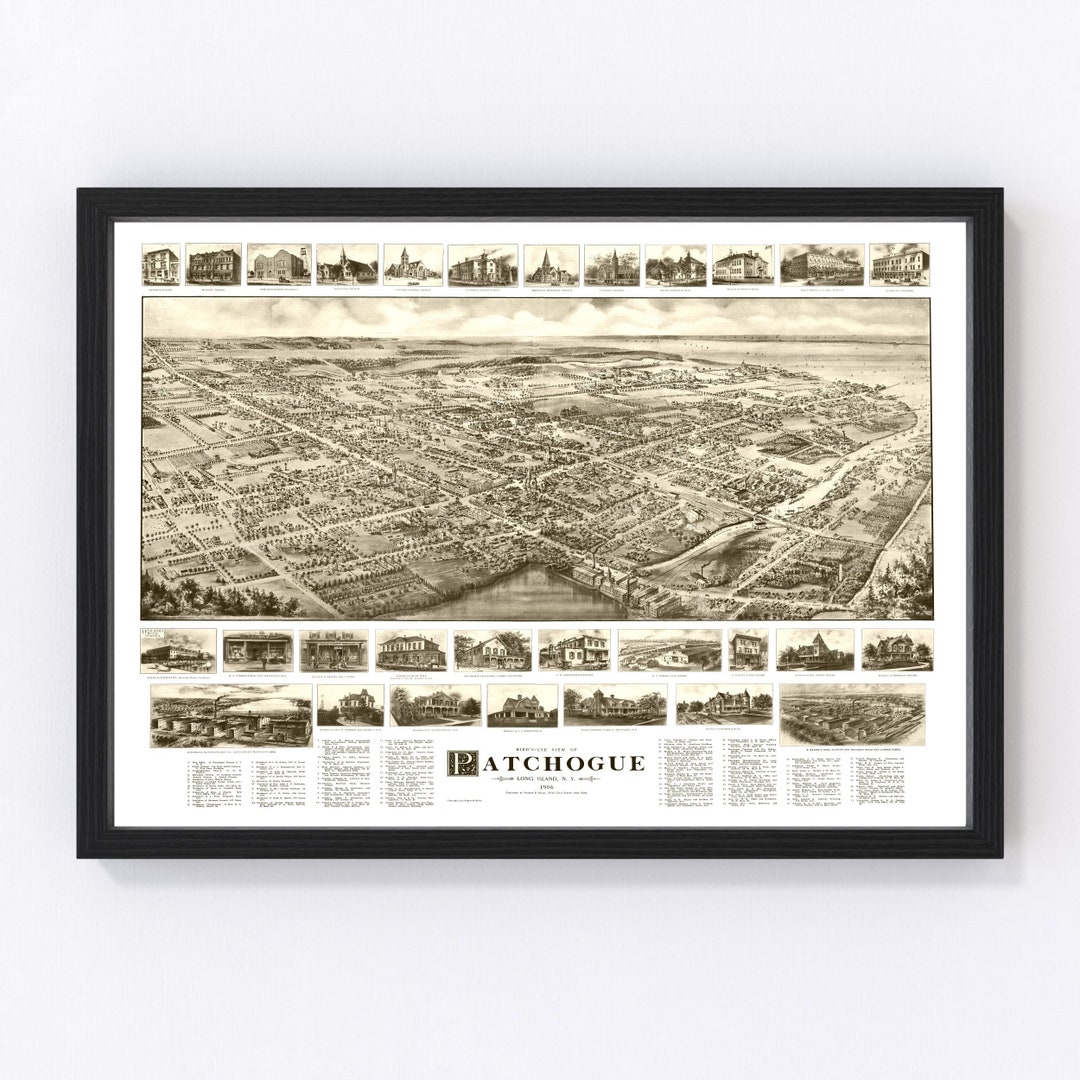 Patchogue Map 1905 Old Map of Patchogue New York Art Vintage Print ...
