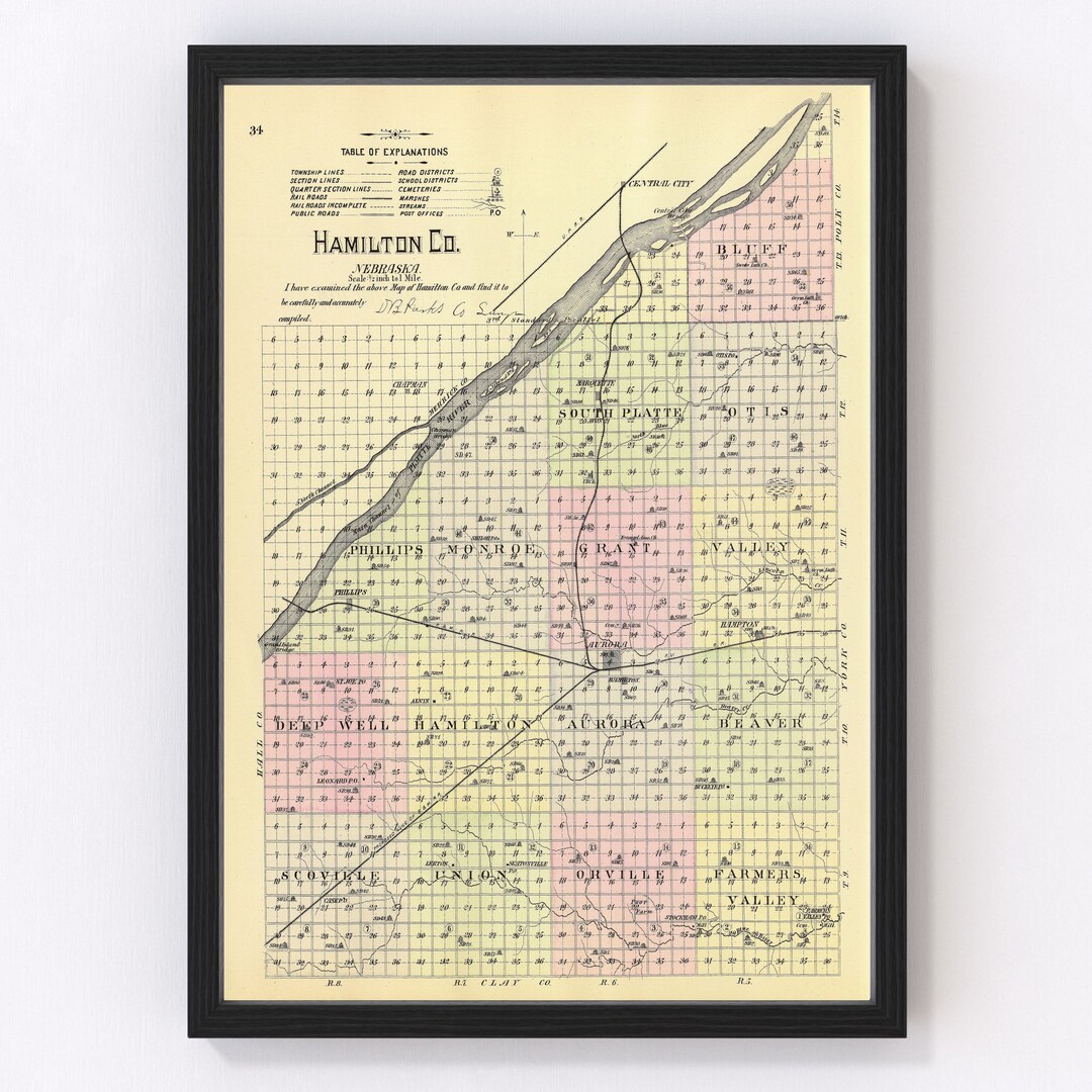 Hamilton County Map 1885, Vintage Hamilton County Map, Old Hamilton ...