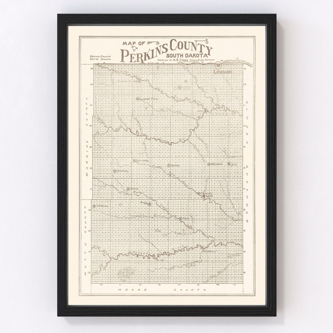 Perkins County Map 1919, Vintage Perkins County Map, Old Perkins County ...