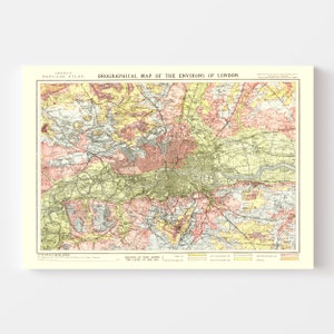 London Map 1883 Old Map of London England Art Vintage Print Framed Wall ...