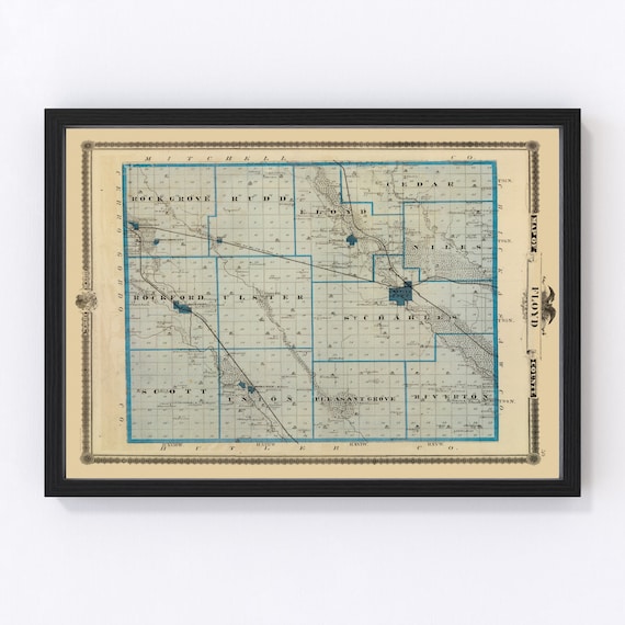 Floyd County IA Map 1875 Old Map of Charles City Iowa Art - Etsy