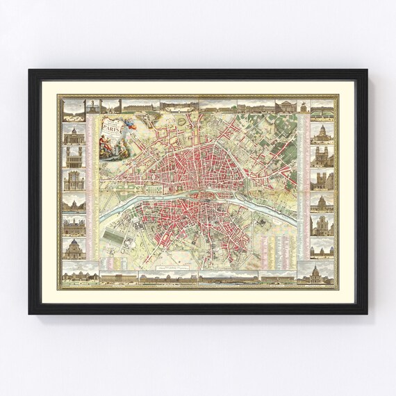 Paris Map 1784 Old Map of Paris France Art Vintage Print - Etsy