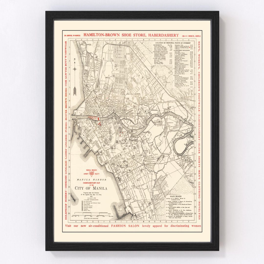 Manila Map 1938, Vintage Manila Map, Old Manila Art, Wall Art Gift for ...
