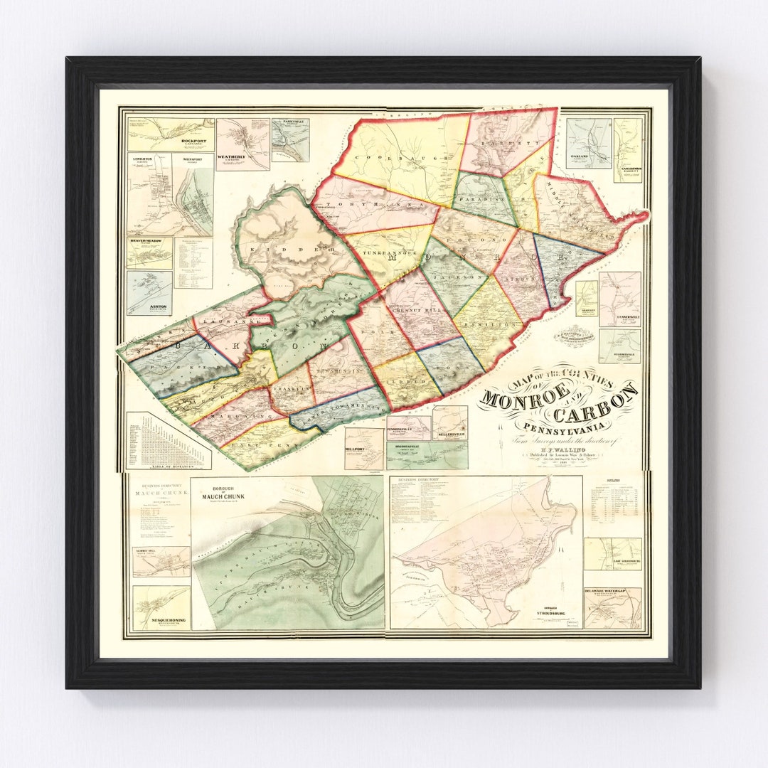 Monroe County Map 1860, Vintage Monroe County Map, Old Monroe County ...