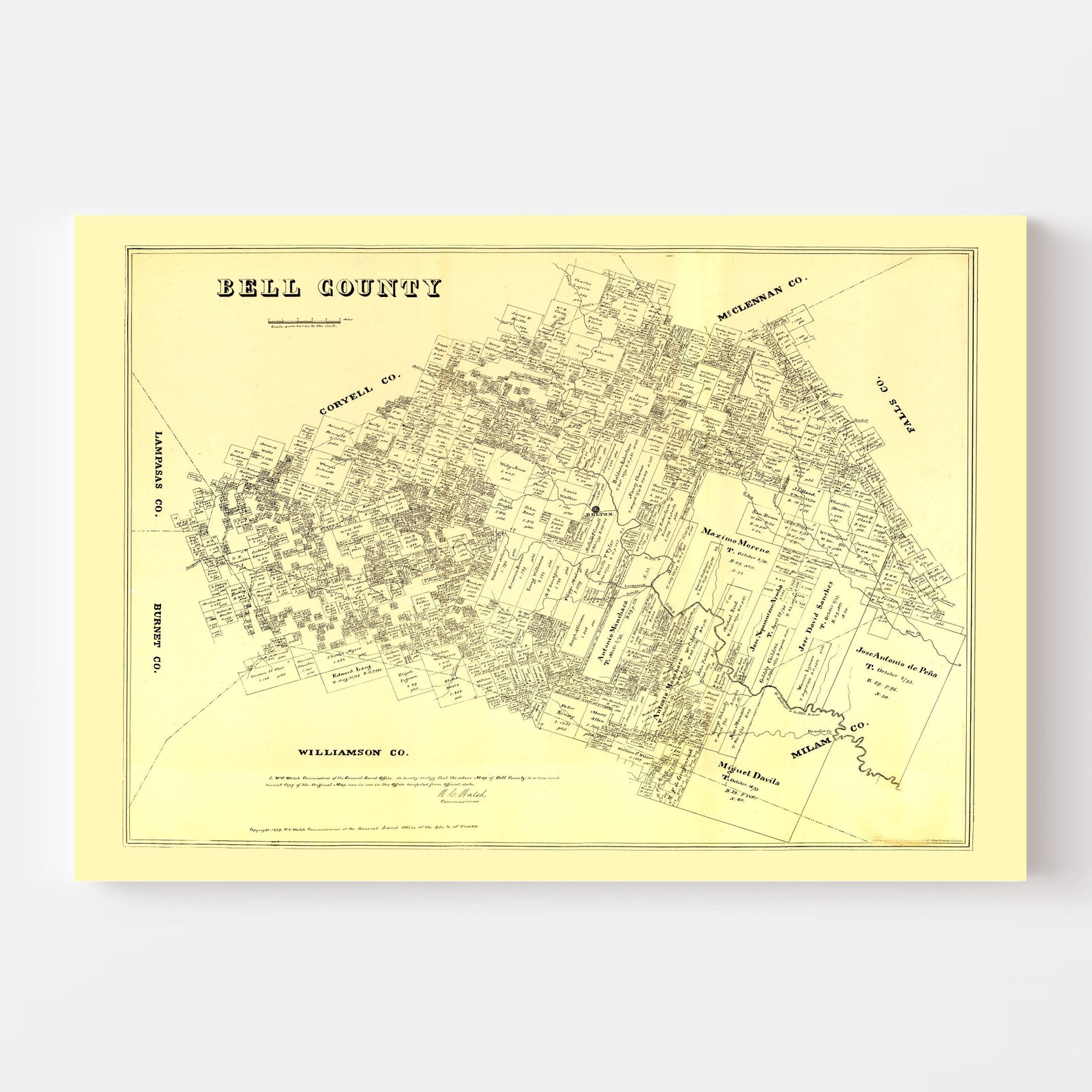 Bell County Texas Map 1879 Old Map of Bell County Texas Art - Etsy