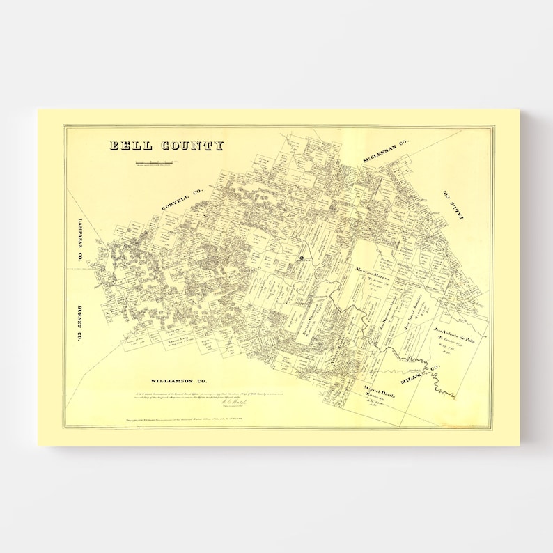 Bell County Texas Map 1879 Old Map of Bell County Texas Art - Etsy