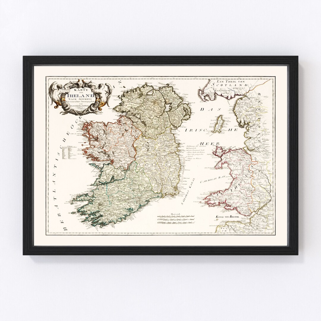 Ireland Map 1795, Vintage Ireland Map, Old Ireland Art, Wall Art Gift ...