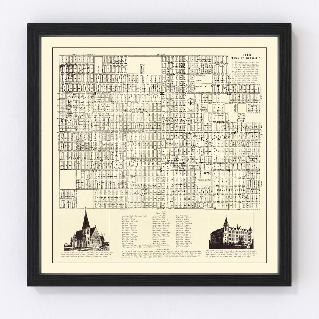 Montclair Map 1903 Old Map of Montclair Colorado Art Vintage Print ...