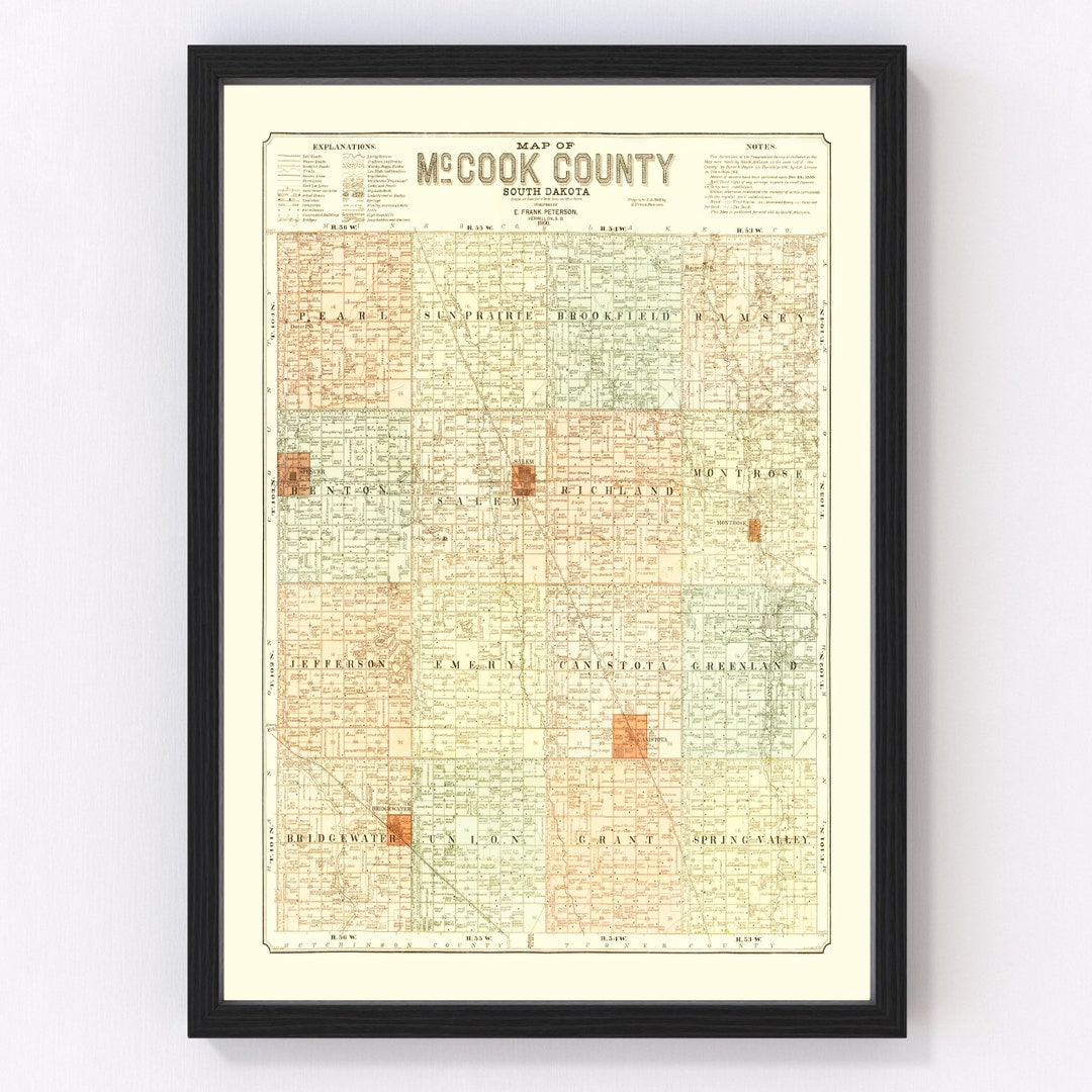 Mccook County South Dakota Map 1900 Old Map of Mccook County South ...