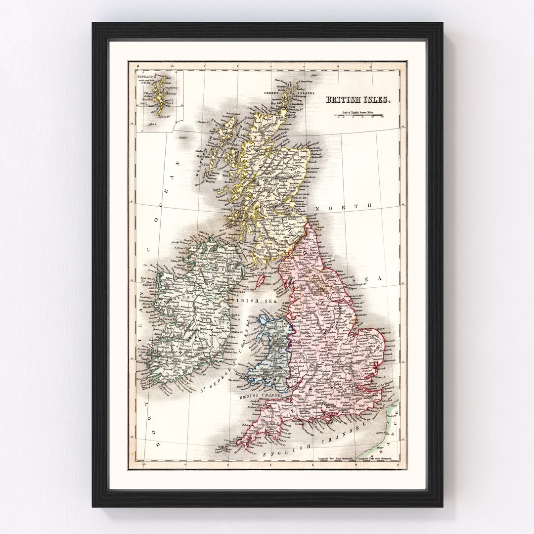 England, Ireland, Wales, Great Britain Map 1832, Vintage England ...