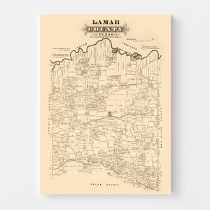 Lamar County Texas Map 1870 Old Map of Lamar County Texas Art Vintage ...