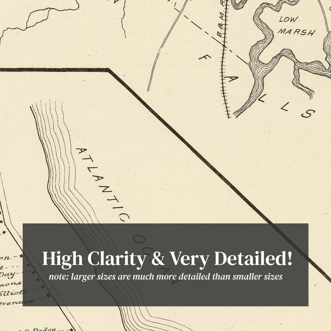 Hampton Map 1892 - Old Map of Hampton New Hampshire Art Vintage Print ...
