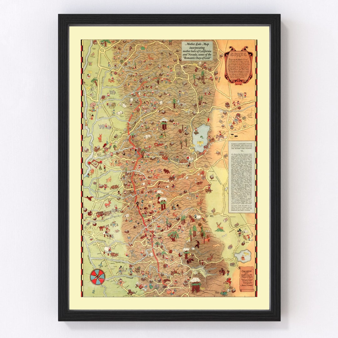 Mother Lodes of California & Nevada Map 1931 - Old Mining Map of ...