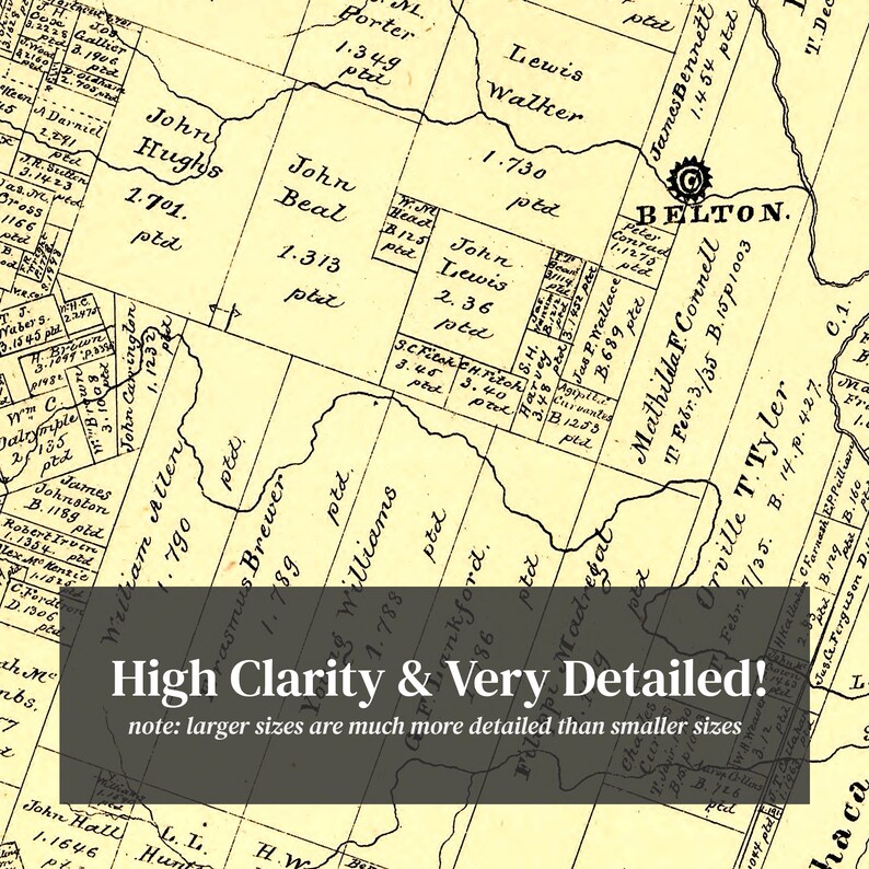 Bell County Texas Map 1879 Old Map of Bell County Texas Art - Etsy