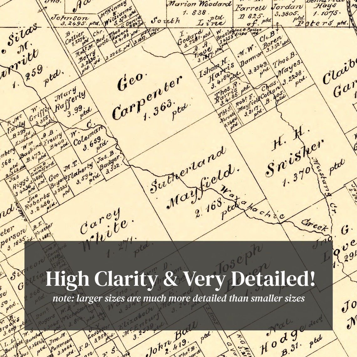 Ellis County Texas Map 1879 Old Map of Ellis County Texas - Etsy