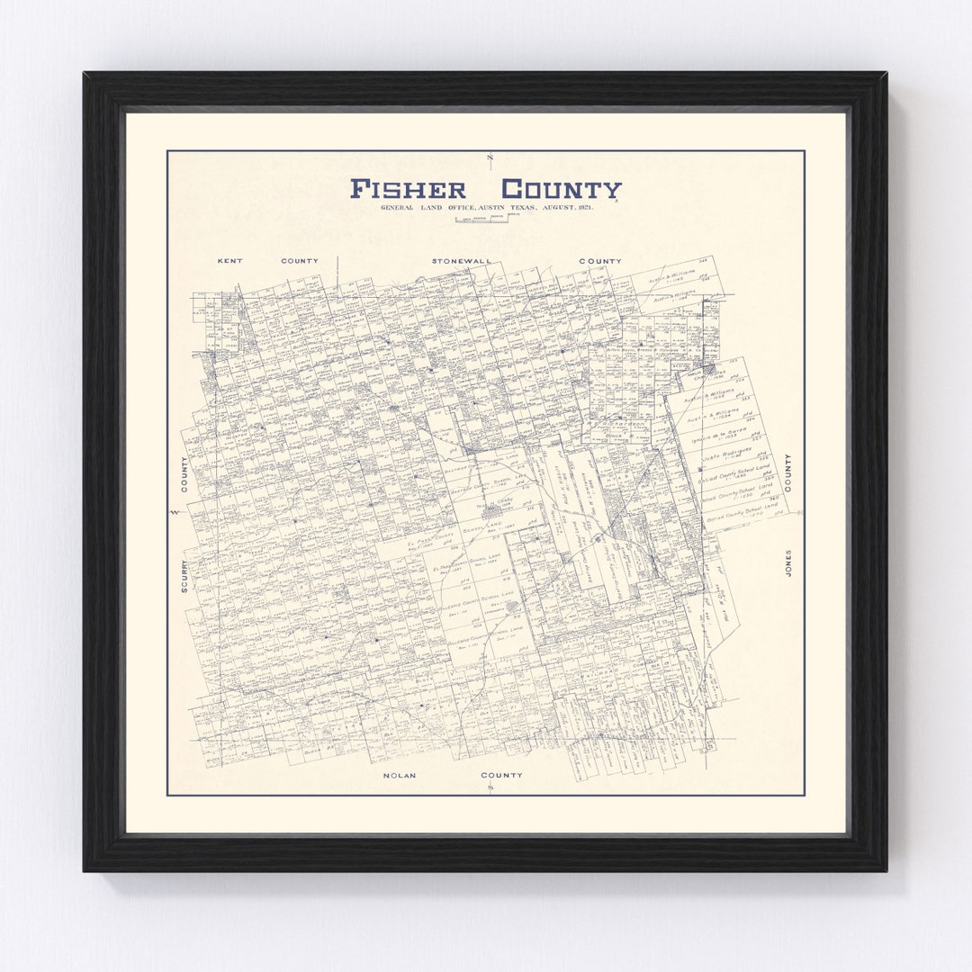 Fisher County Map 1921, Vintage Fisher County Map, Old Fisher County ...