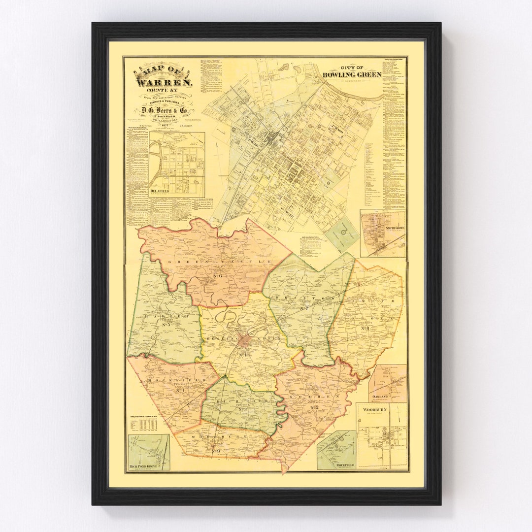 Warren County Map 1877, Vintage Warren County Map, Old Warren County ...