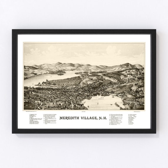 Meredith Village Map 1889 Old Map of Meredith Village New - Etsy