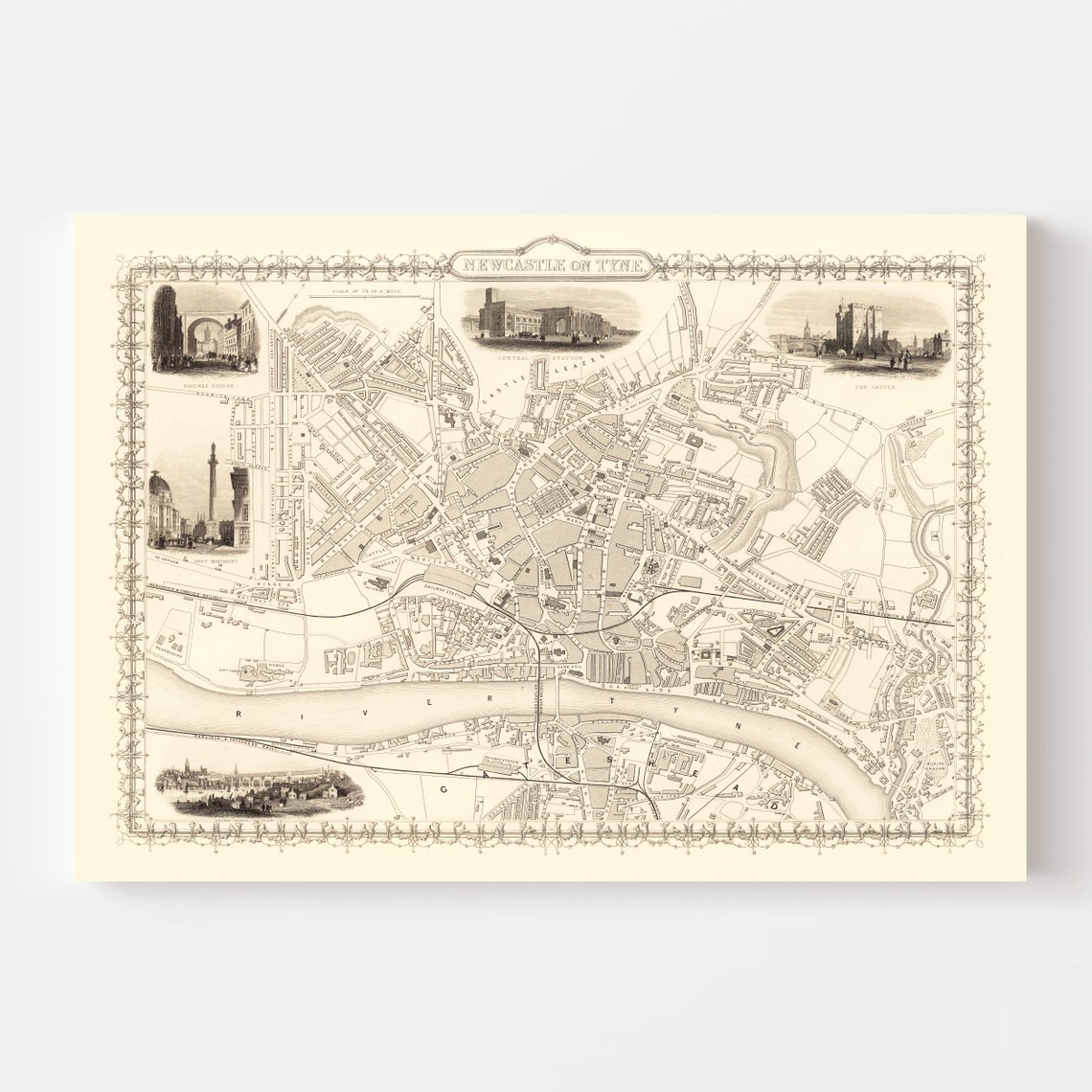 Newcastle on Tyne Map 1851 Old Map of Newcastle on Tyne - Etsy