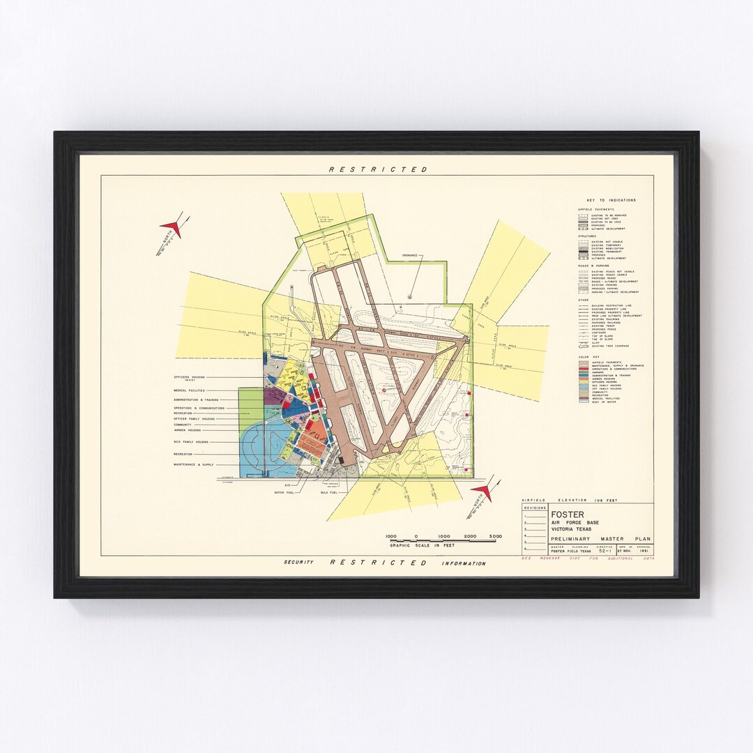 Foster Air Force Base Map 1951 Old Map of Foster Air Force Base Art ...