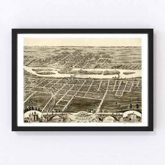 Batavia Map 1869 Old Map of Batavia Illinois Art Vintage - Etsy