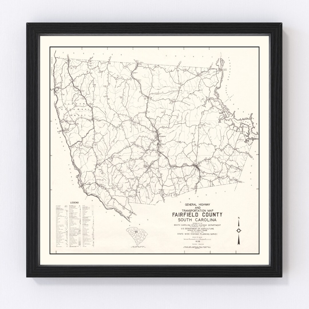 Fairfield County Map 1939, Vintage Fairfield County Map, Old Fairfield ...