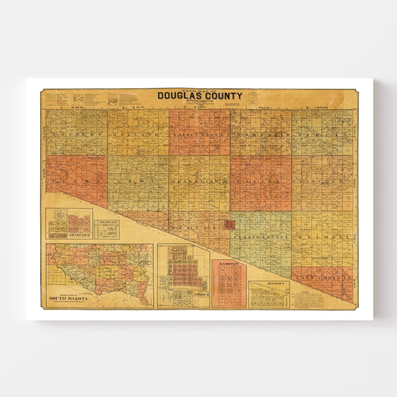 Douglas County Map 1900, Vintage Douglas County Map, Old Douglas County ...
