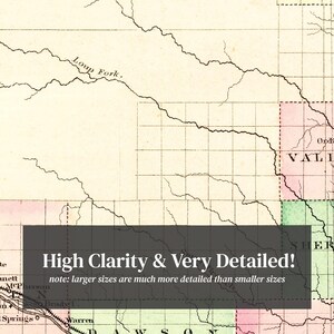 Nebraska Map 1876 Old Map of Nebraska Art Vintage Print Framed Wall Art ...