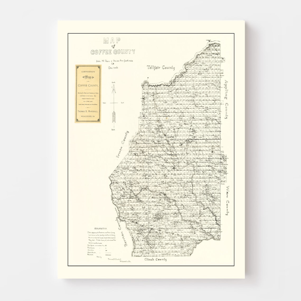 Coffee County Georgia Map 1891 Old Map of Coffee County - Etsy