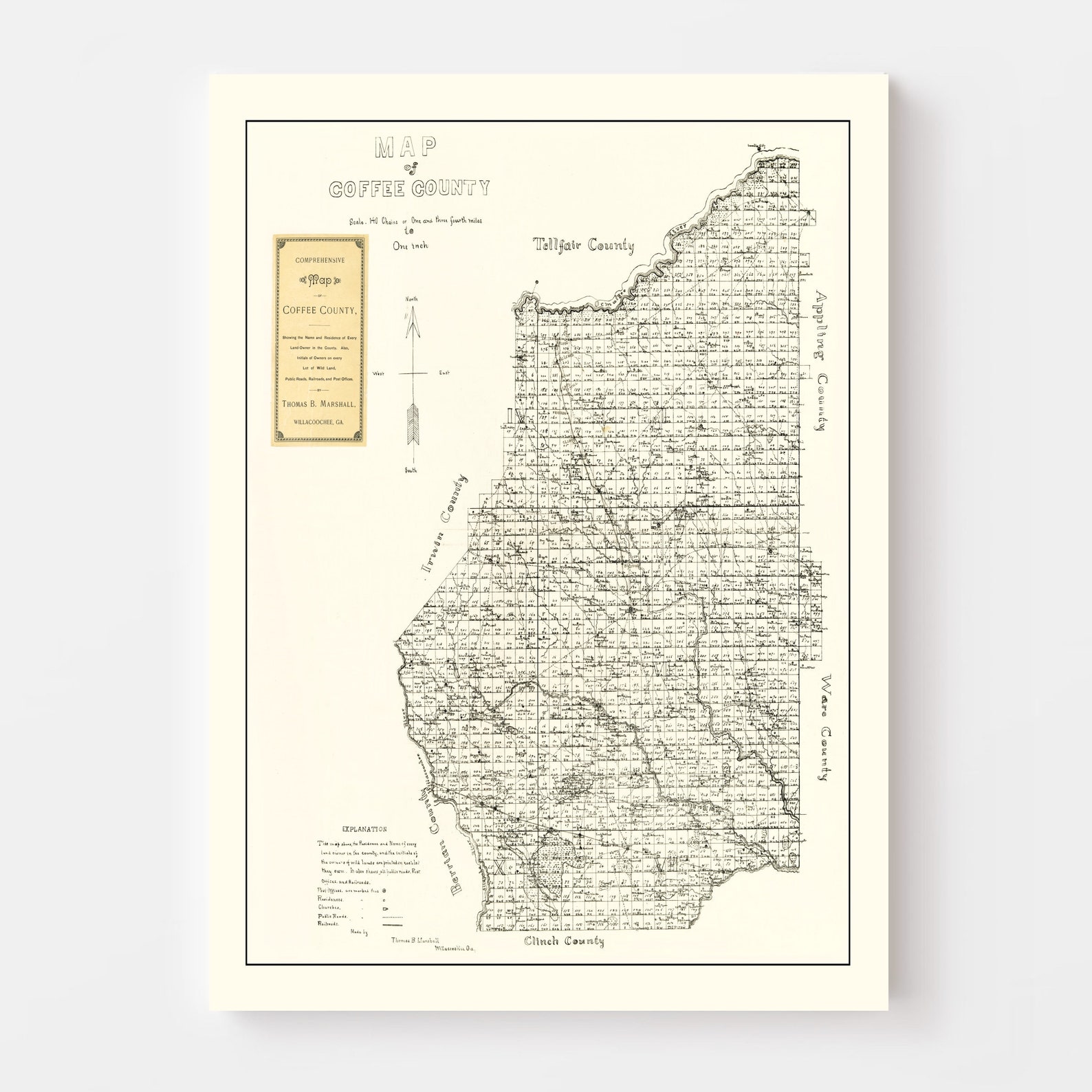 Coffee County Georgia Map 1891 Old Map of Coffee County - Etsy