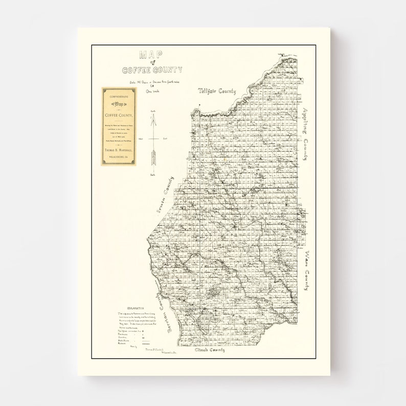 Coffee County Georgia Map 1891 Old Map of Coffee County - Etsy