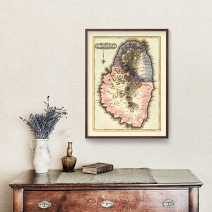 St Vincent Map 1823 Old Map of Saint Vincent Art Print Framed Wall Art ...