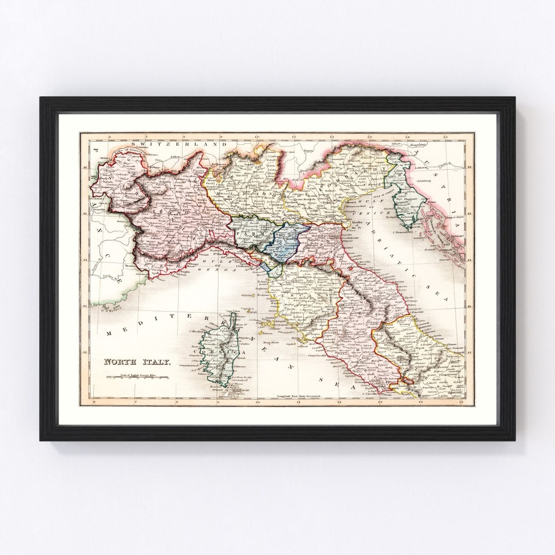 Italy Map 1832, Vintage Italy Map, Old Italy Art, Wall Art Gift for ...