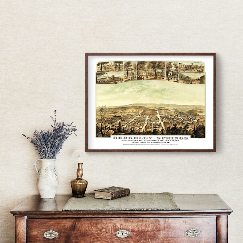 Berkeley Springs Map 1889 - Old Map of Berkeley Springs Virginia Art ...