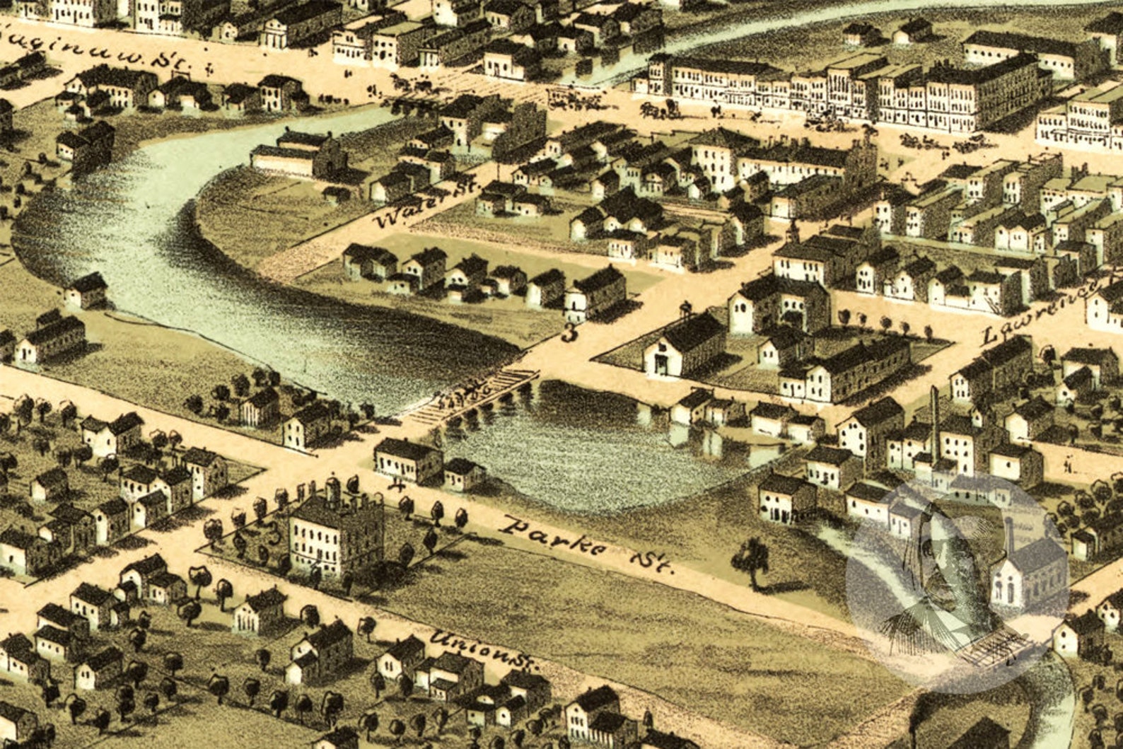 Vintage Pontiac Map 1867 Old Map of Pontiac Michigan | Etsy