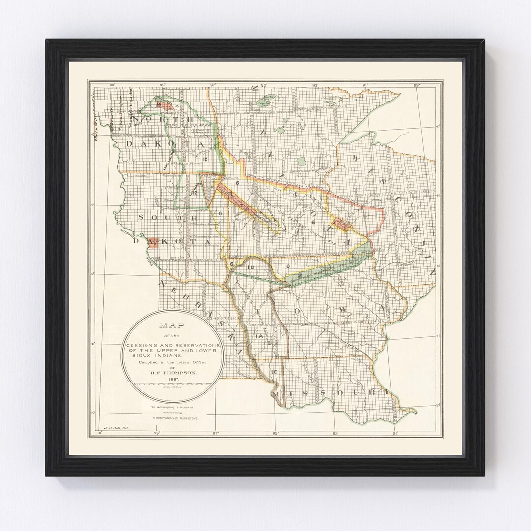 Native American Reservations Map 1897 - Old Map of Indian Cessions ...