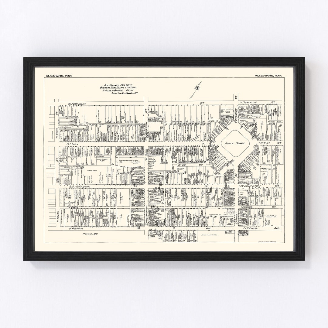 Wilkes-barre Map 1929 Old Map of Wilkes-barre Business Section ...