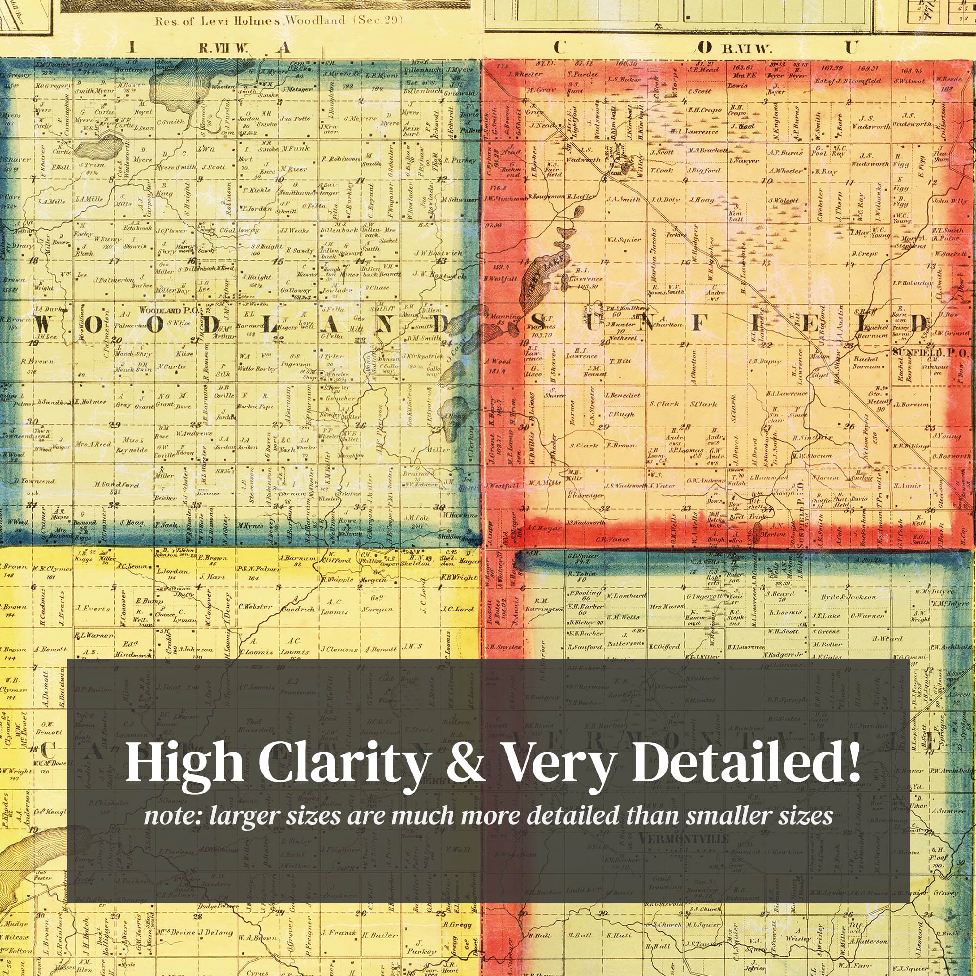 Eaton County Map 1860, Vintage Eaton County Map, Old Eaton County ...