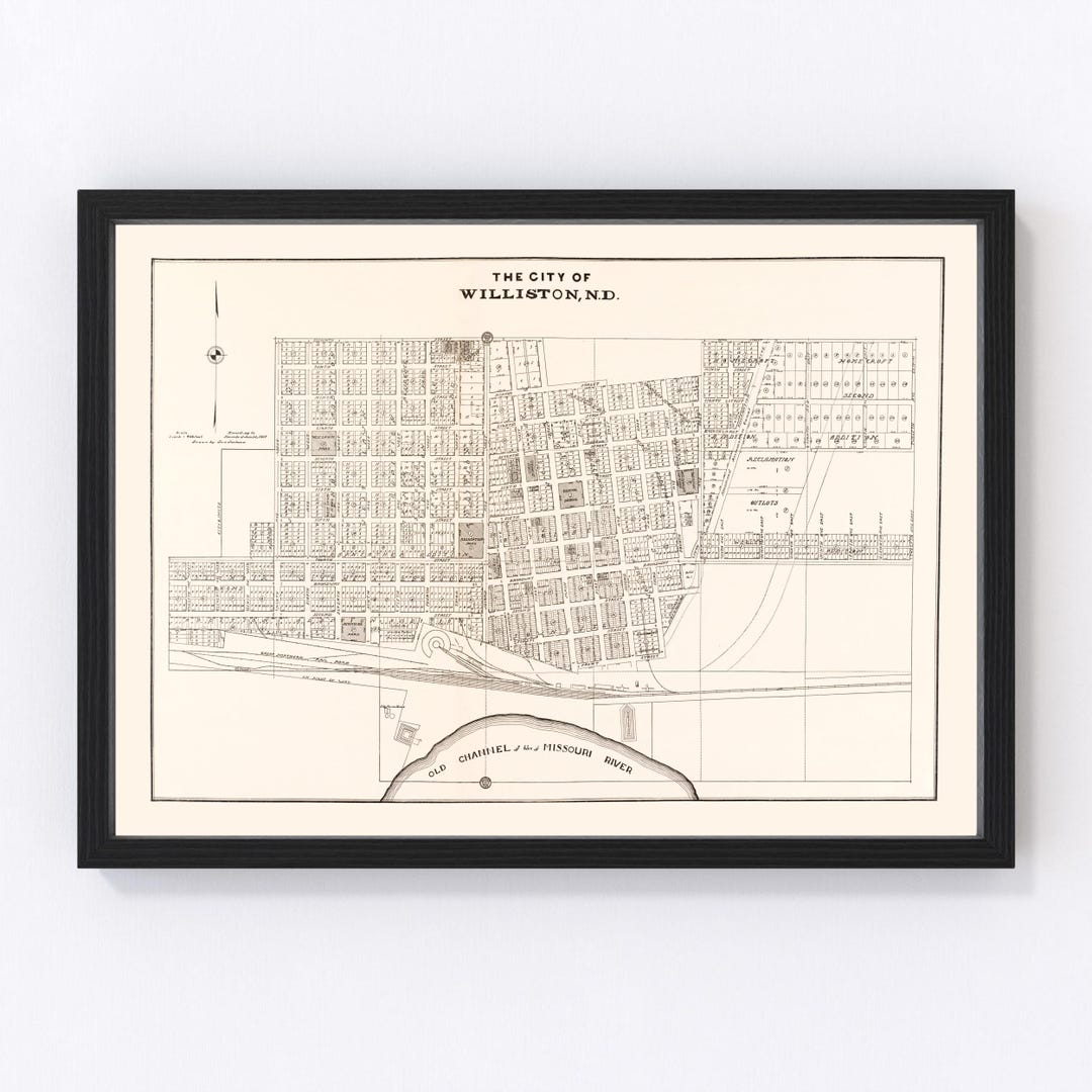 Williston Map 1937, Vintage Williston Map, Old Williston North Dakota ...