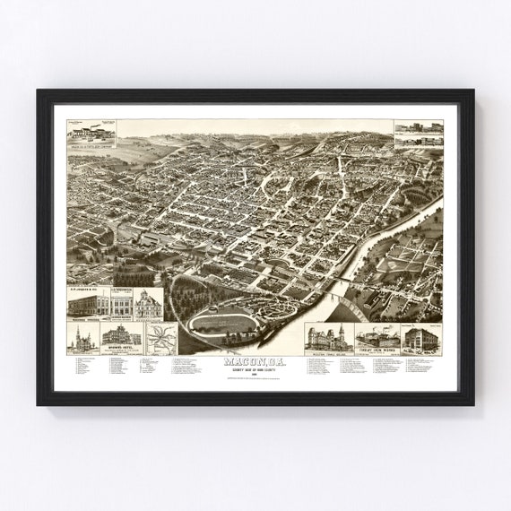 Macon Map 1887 Old Map of Macon Georgia Art Vintage Print - Etsy