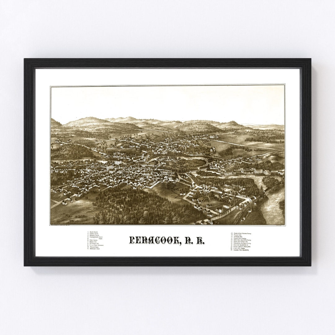 Penacook Map 1887 Old Map of Penacook New Hampshire Art Vintage Print ...