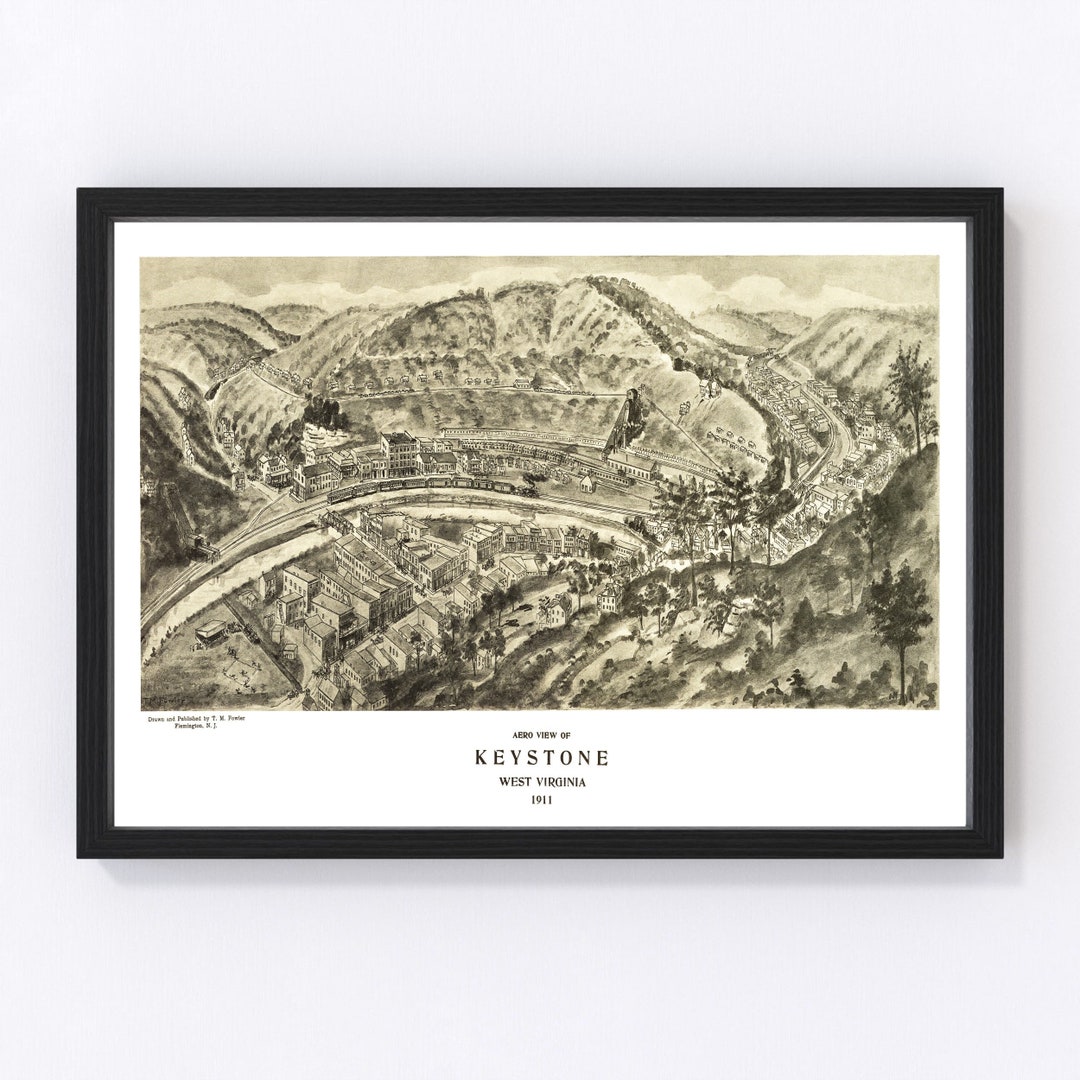 Keystone Map 1911, Vintage Keystone Map, Old Keystone West Virginia Art ...