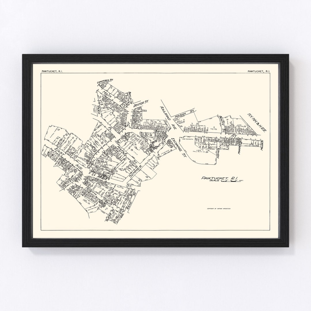 Pawtucket Map 1929 Old Map of Pawtucket Business Section Rhode Island ...